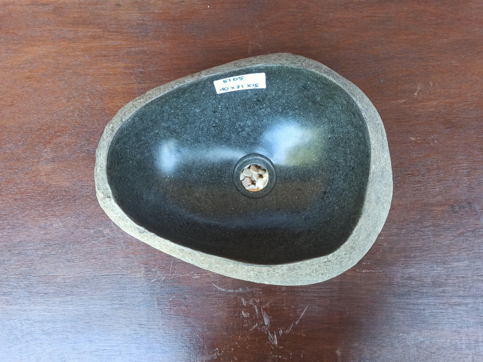 Compact river stone sink, handcrafted natural basin — durable stone ...